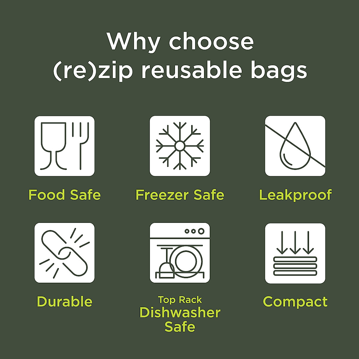 rezip 5-pack Flat Lunch Reusable BPA-Free Food Grade Storage Bag, Leakproof, Freezer Safe, Dishwasher Safe, Travel Friendly, (5) Lunch/Sandwich Bags (3.5-Cup/28-Ounce), (Multicolor - Jewel Tones)