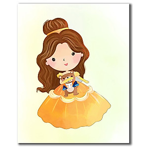 BigWig Prints - Princess Wall Art for Kids, Cute Disney Princess Prints Featuring Belle, Ariel, Cinderella, Snow White, Jasmine, and Aurora, Girls' Room Decor - Unframed Set of 6 (8x10)