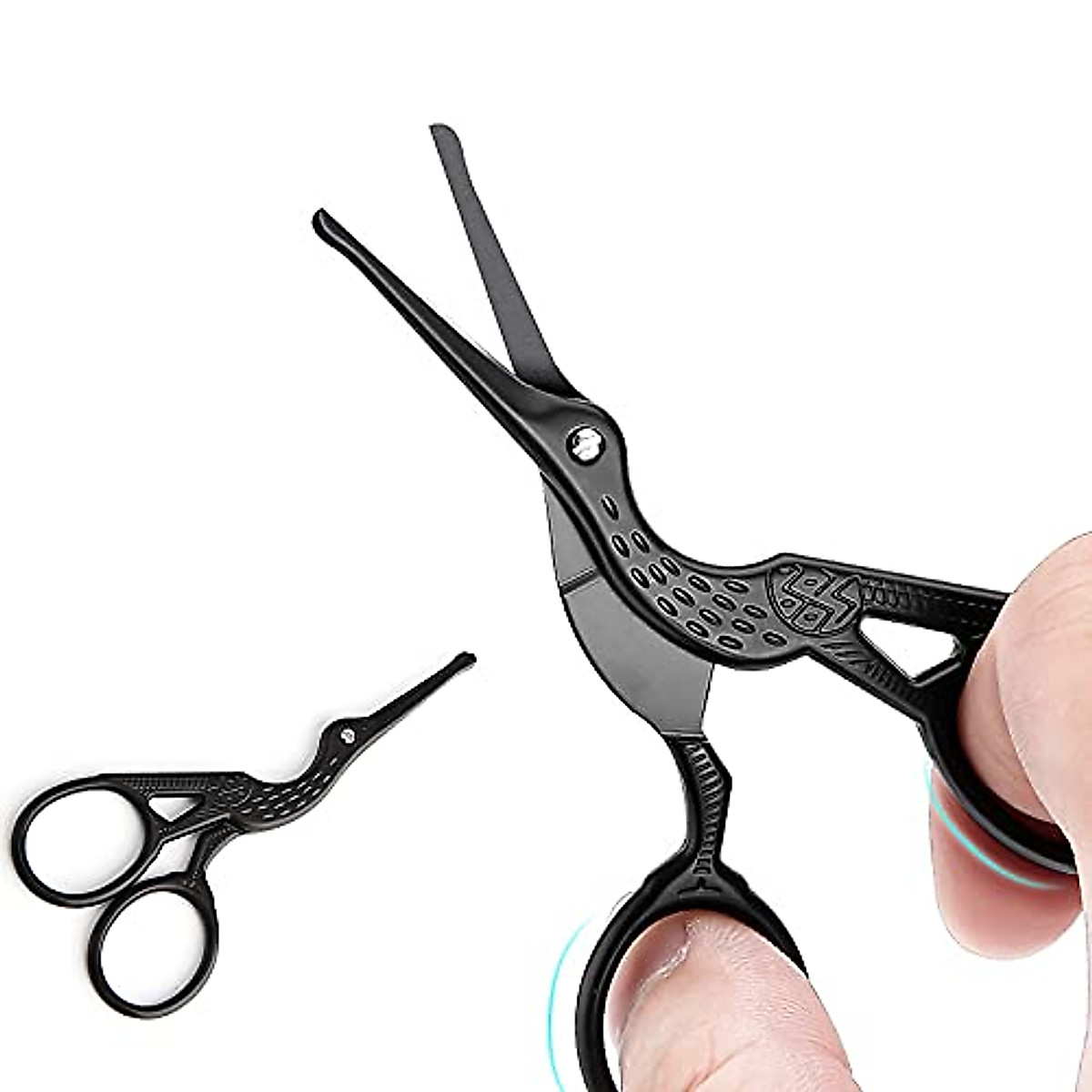 Nose Hair Scissors, arc Safety Design with Round tip, Facial Hair Small Grooming Scissors for Men Women - Eyebrow, Nose Hair, Mustache, Beard, Eyelashes, Ear Trimming Kit (Black, 1 Piece)