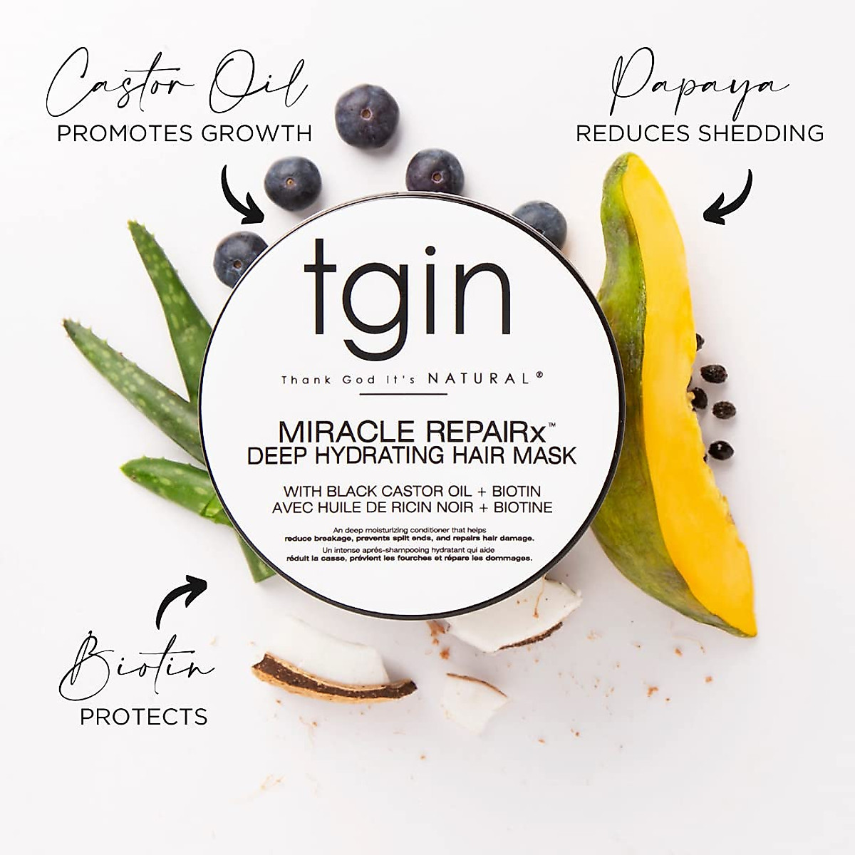 tgin Miracle RepaiRx Strengthening CPR Protein Treatment & Deep Hydrating Hair Mask, for Curly, Coily and Wavy Hair, Repairs, Protects, and Restores Damaged Hair, 12 oz, (Set)