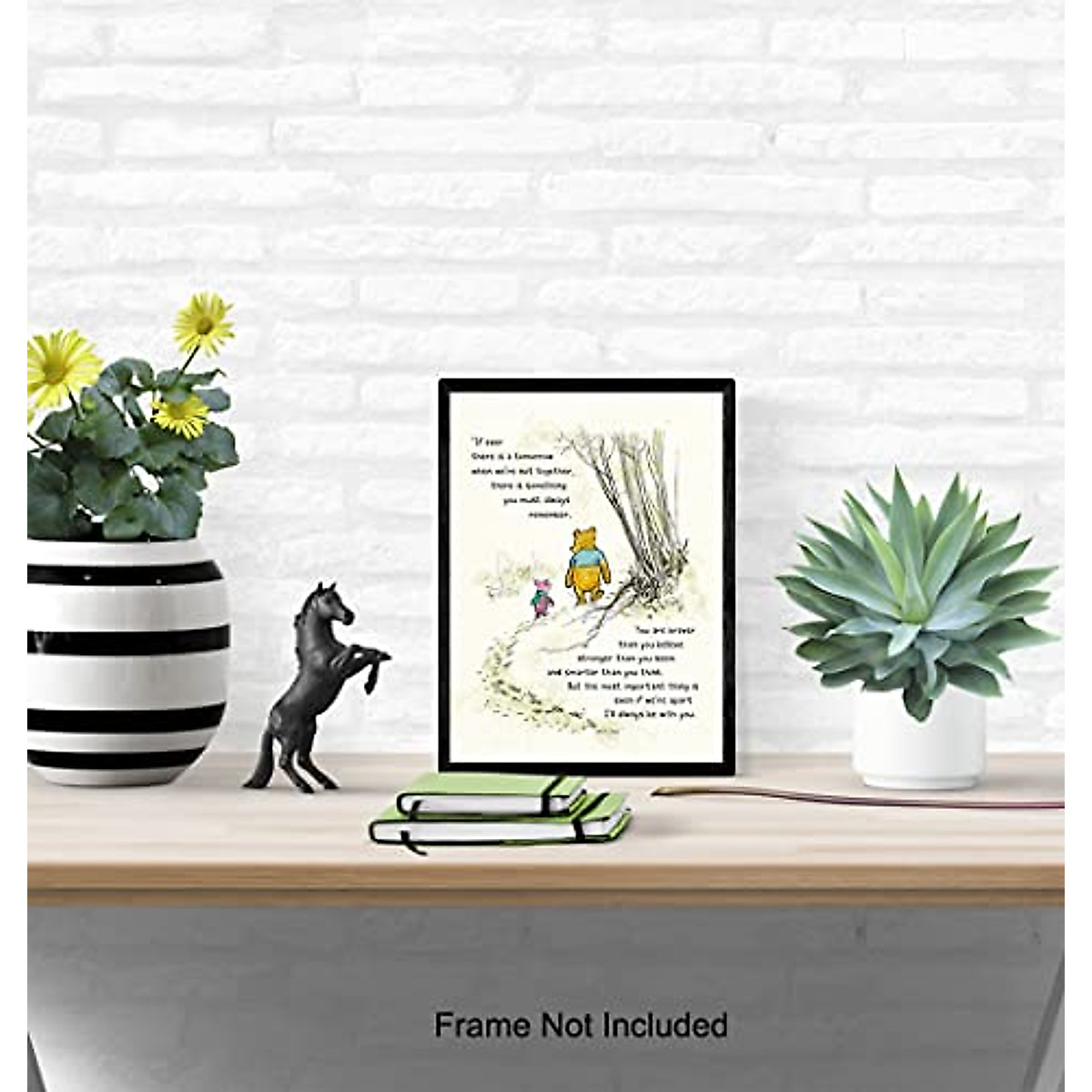 Winnie Pooh Wall Art - Kids Wall Art - Boys Room, Baby Nursery Decor - Girls Bedroom Decor - Wall Decor for Toddlers - Always Remember You Are Braver Than You Believe - A. A. Milne Poster 11x14 Gift