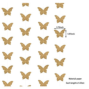 3D Paper Butterfly Garland Recycled Book Newspaper Hanging Garland Bunting Banner Party Decorations Wedding Baby Shower Home Decor 4 Pack (Brown)