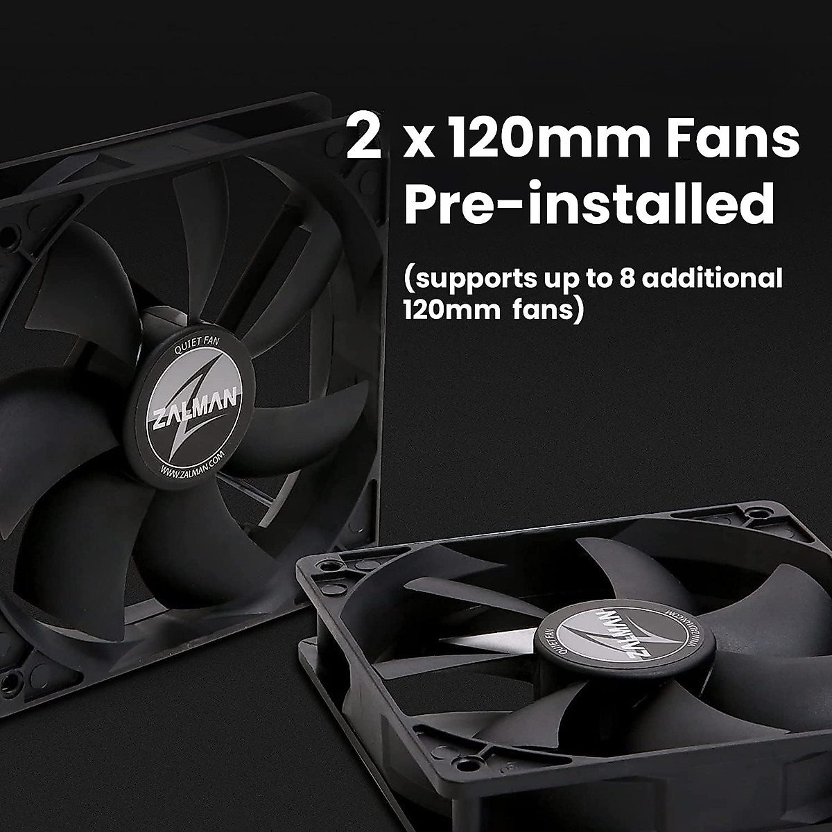 Zalman S4 Mid-Tower ATX PC Case, 2 x 120mm Fans Included, Acrylic Tinted Side Panel, ATX/mATX/Mini-ITX Support