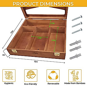 Indigenous Living Ziplock Bag Organizer and Storage Dispenser for Kitchen Drawer - Wall Mount - Bamboo Food Plastic Holder for Gallon Quart Sandwich Snack Bag Compatible with All Brands, Natural Wood