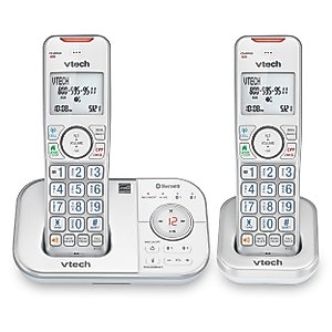 VTech VS112-27 DECT 6.0 Bluetooth 2 Handset Cordless Phone for Home with Answering Machine, Call Blocking, Caller ID, Intercom and Connect to Cell (White)