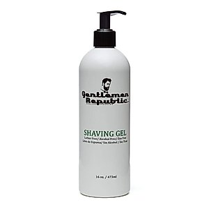 Gentlemen Republic 16oz Shaving Gel - 100% Alcohol-Free, Lather and Dye-Free Formula with Maximum Glide for Comfort, Made in the USA