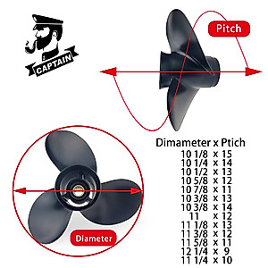 Boatman 10 1/2x13 Aluminum Outboard Boat Propeller fit Mercury Engines 25-70 Hp,13 Spline Tooth,RH,OEM NO.48-816704A45