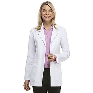 Dickies Womens 29 Inch Notched Collar Lab Coat, White, Small US