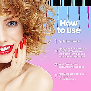 Nicole Miller 16 Colors Nail Polish Set + 2 Base Coats + 2 Top Coats – Glossy Colors Manicure Set - Long Lasting Fingernail and Toenail Polish for Women and Teen Girls