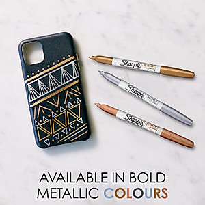 SHARPIE Permanent Markers | Fine Tip | Assorted Metallic Colours | 3 Count