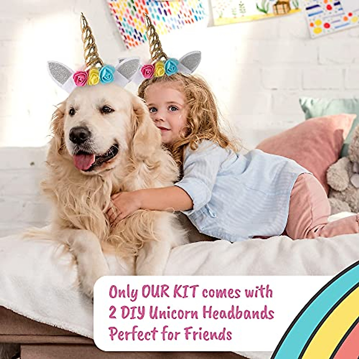 Unicorn Painting Kit for Girls - Paint Your Own Unicorn Craft Kit Toys w 2 Unicorn Headbands, Pegasus, Alicorn & DIY Unicorn Crafts - Unicorns Gifts for Girls - Paint Sets for Kids Ages 4-8