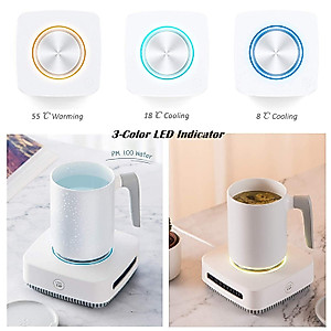 Miecux Cup Cooler-Coffee Warmer Desktop 2IN1,31℉ - 46℉ Coffee Tea Drinks Mug Warmer Cooler Desktop Heating and Cooling Beverage Plate For Water,Milk,Beer,Cocoa (white)