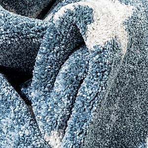 Well Woven Kosme Blue Geometric Star Pattern Stain-Resistant Area Rug 3x5 (3'11" x 5'3")