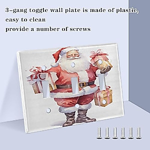 Santa Claus Christmas Gift Light Switch Cover Plate Wall Plates Decorative 3 Toggle Lightswitch for Home Bathroom Bedroom Kitchen Accessories,3-Gang