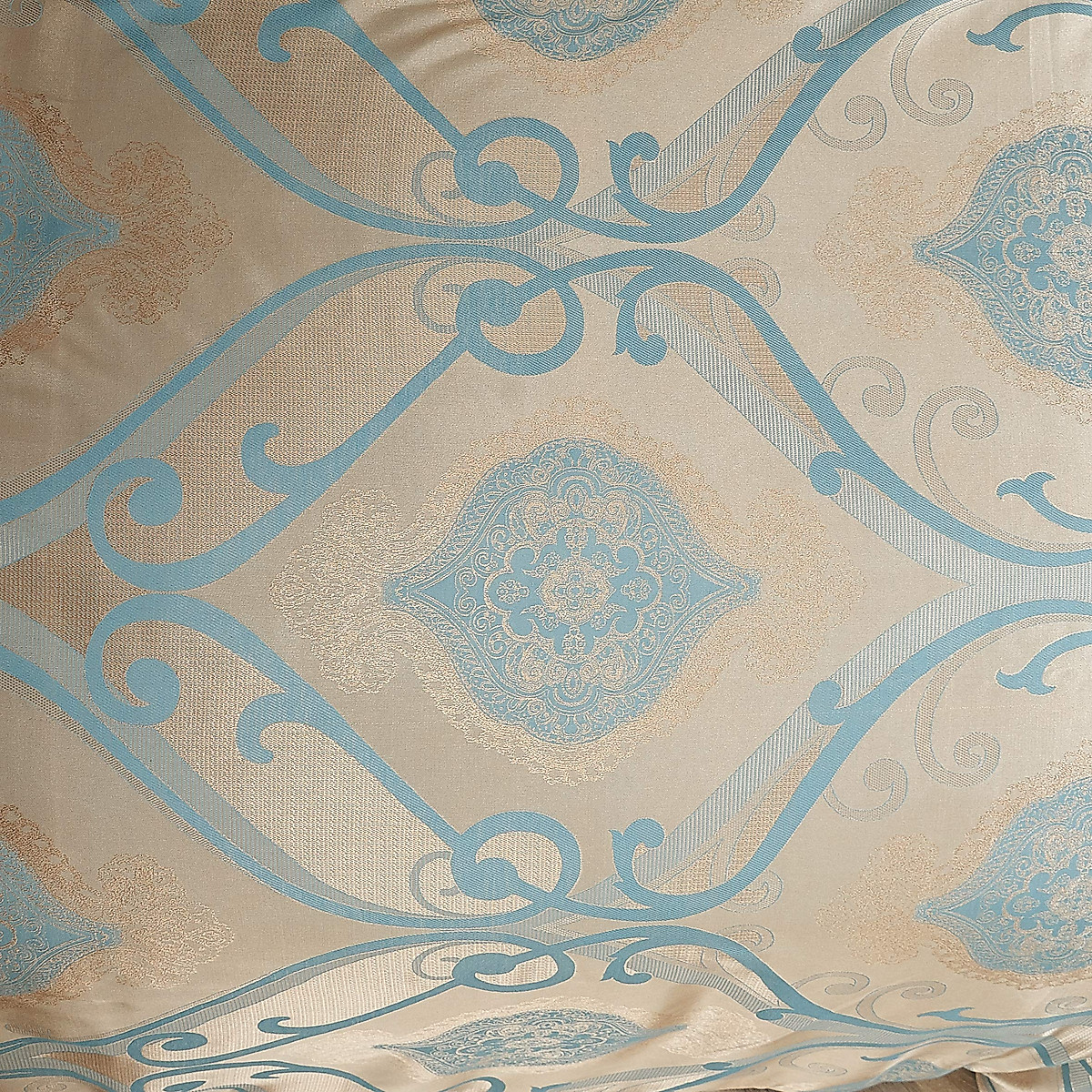 Queen - 6 Piece Bedding Duvet Cover Set, Luxury Jacquard Top, 100% Soft Combed Cotton Inside, Superior Comfort, Breathable, All-Season, Machine Washable, DM804Q