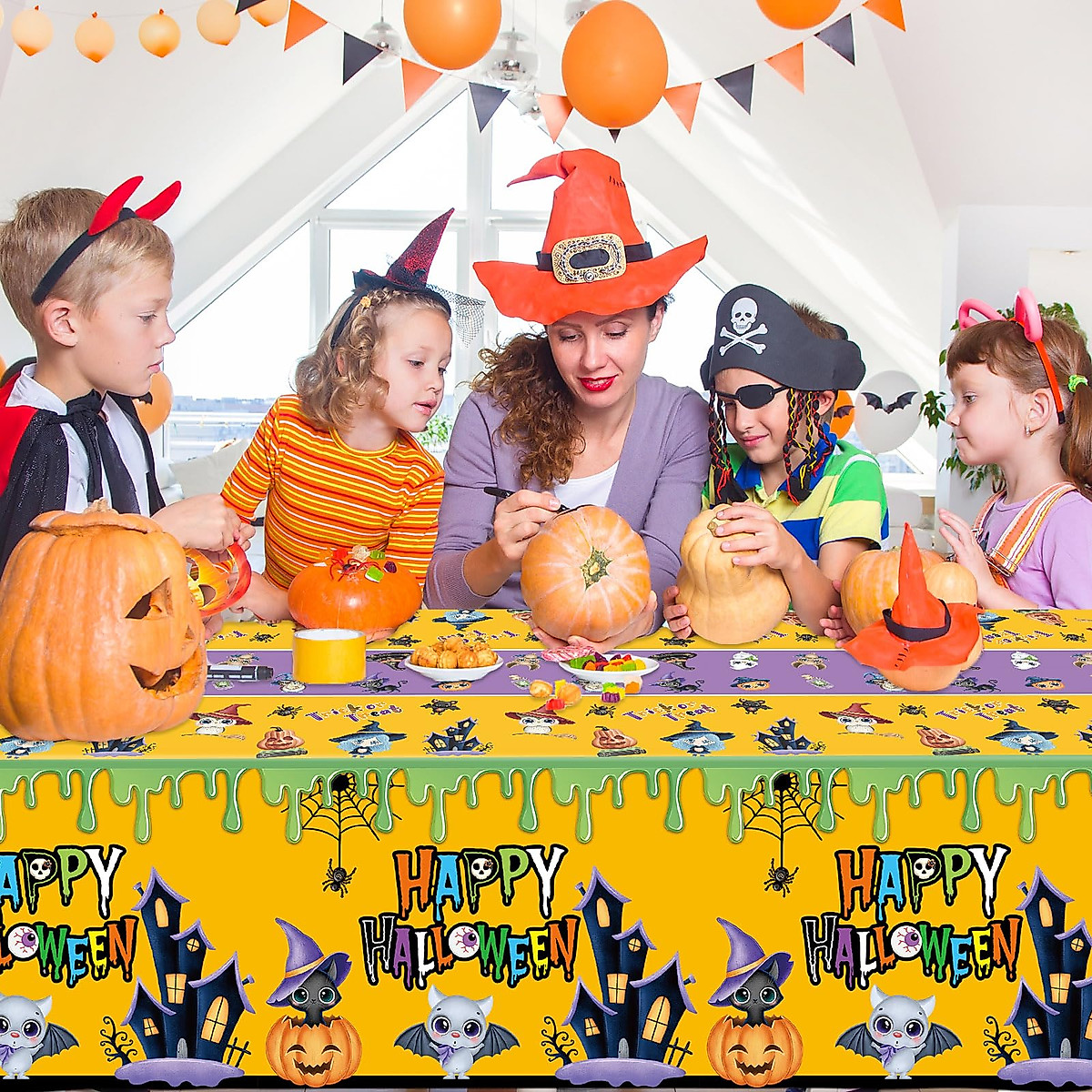 ceiba tree Halloween Tablecloth Plastic Disposable Table Cover Table Cloth 3 Packs Rectangle 54X108 Inch Halloween Party Supplies Table Decorations Decor Trick or Treat