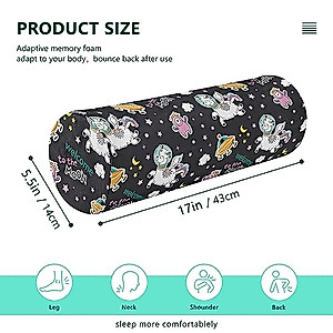 Llama Unicorn Space Neck Support Pillow Round Neck Roll Bolster Cylinder Pillow Cervical Pillows Body Pillow for Leg Knee Back Head Support for Work Men Women Bed
