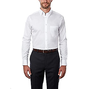 IZOD mens Regular Fit Stretch Solid Button Down Collar Dress Shirt, White, 16 -16.5 Neck 34 -35 Sleeve Large US