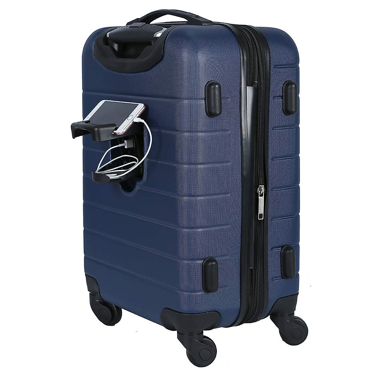 Wrangler Smart Luggage Cup Holder and USB Port, Navy Blue, 3 Piece Set