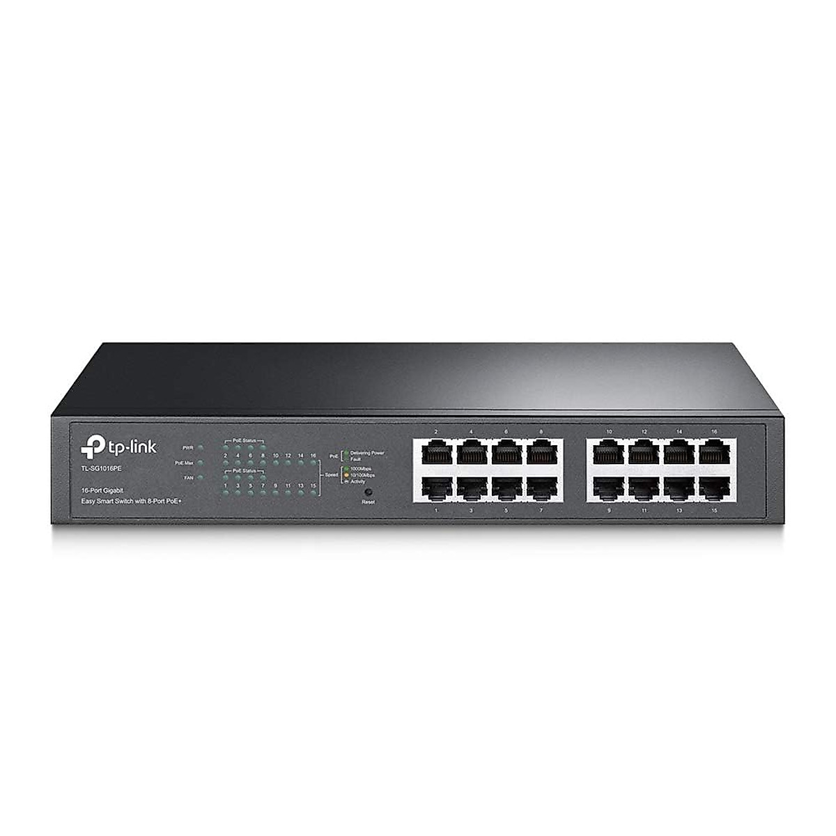 TP-Link TL-SG1016PE | 16 Port Gigabit PoE Switch | Easy Smart Managed | 8 PoE+ Ports @150W | Plug & Play | Sturdy Metal w/ Shielded Ports | QoS, Vlan, IGMP & LAG | 3 Year Manufacturer Warranty