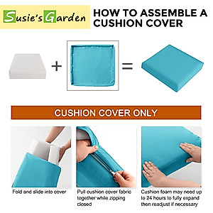 SUSIE'S GARDEN 6p Outdoor Cushion Slipcovers Outdoor Patio Cushions Covers Replacement Waterproof with Zipper for 5-Seat Outdoor Rattan Sofa Patio Furniture Cushion Covers Teal Blue, Covers Only