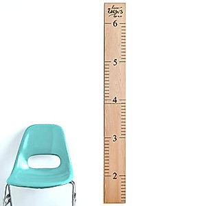 Headwaters Studio Wooden Ruler Growth Chart for Kids, Boys & Girls - Height Chart & Height Measurement for Wall - Kids Nursery Wall Decor & Room Hanging Wall Decor - Love Grows Here - Gray