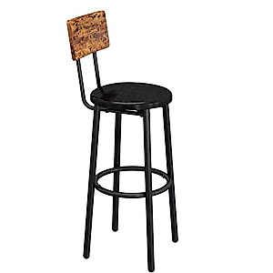 Lostcat 3-Piece Bar Table Chairs Set,Bar Table and Chairs Set with PU Upholstered and Backrest for Kitchen Small Dining, Living Room,Rustic Brown