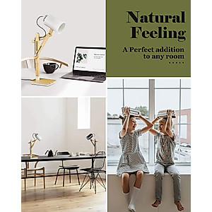 ELYONA Wireless Charging White Desk Lamp, Touch Control Rubber Wood Table Lamp with USB Charging Port, Swing Arm Reading Task Lights for Office, Dorm, Living Room Bedroom, Farmhouse, Bulb Included