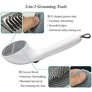 Sneatup 2-in-1 Pet Hair Deshedding Brush & Undercoat Rake Grooming Tools