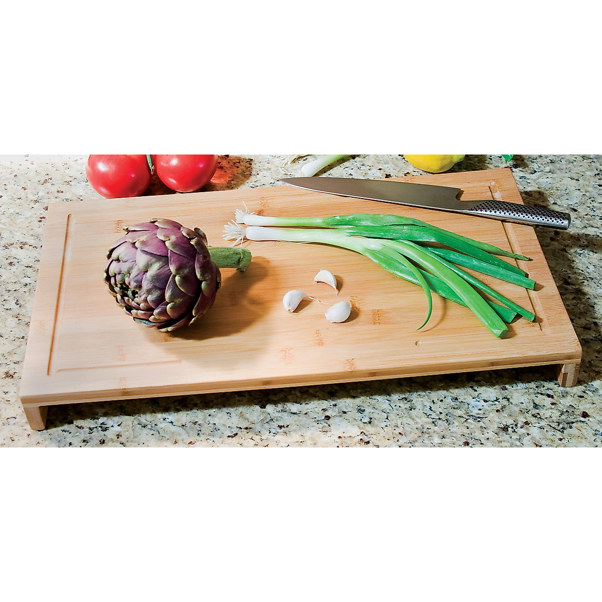 Lipper International Bamboo Wood Over-The-Sink/Stove Kitchen Cutting and Serving Board, Large, 20-1/2" x 11-1/2" x 2"