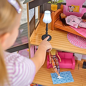 KidKraft Windmill Elevator 2-in-1 Wooden Barn & Dollhouse with Horse and Lights & Sounds, Over 3 Feet Tall, Pink