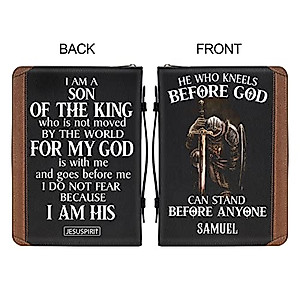 Jesuspirit Bible Case for Men - Christian Inspirational Scripture Gift, Father's Day Gifts - Personalized Leather Bible Cover for Men - Large, XLarge Size