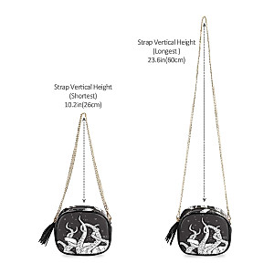 ALAZA Women's Octopus Tentacles on Black Cross Body Bag Chain Shoulder Handbag Purse with Tassel