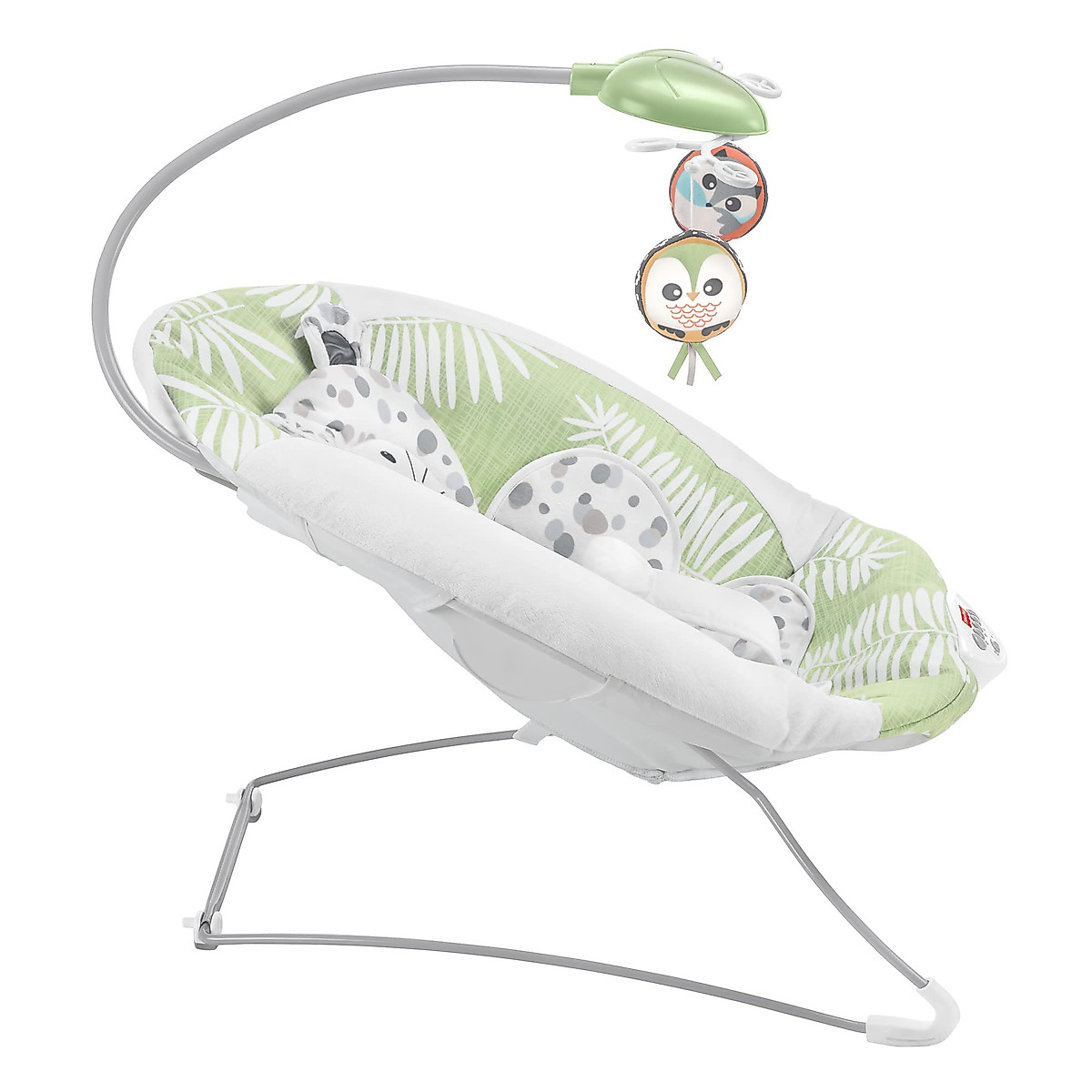 ​Fisher-Price Snow Leopard Deluxe Bouncer, Bouncing Baby seat with Soothing Music, Sounds, and Vibrations