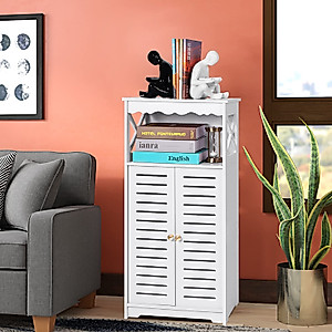 NOKAMW Bathroom Storage Cabinets,White Floor Free Standing Cabinet,Home Waterproof Storage Furniture for Bedroom Kitchen Hallway,Cupboard Unit with Daily use Layer,75x24x34cm.