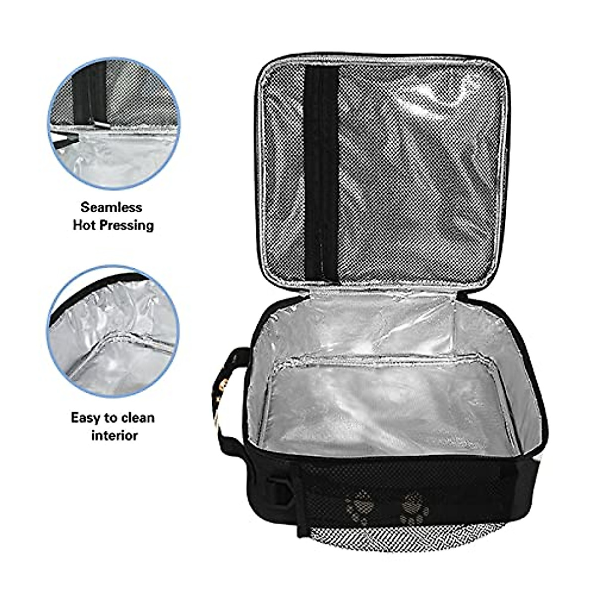 AUUXVA Cute Dogs Puppy Paw Print Insulated Lunch Box Bags for Women Men Kids Girls Tote Crossbody Thermal Lunch Container Food Carrier