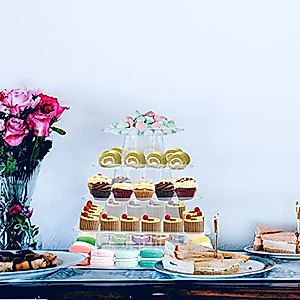 5 Tiers Square Macaron Tower Stand, Plastic Transparent Cake Stand Macaroon Display Rack Desserts Cupcake Holder Platter for Wedding, Birthday Party, Baby Shower, Party Decor by Greatstar