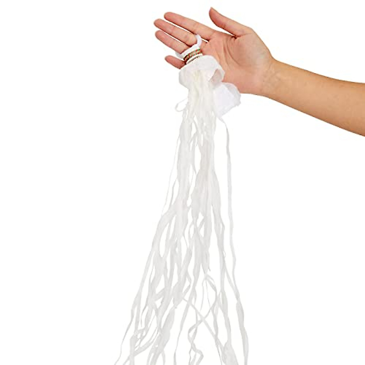 No Mess White Throw Streamers for Birthday Party, Wedding Reception, Grand Opening (30 Pack)