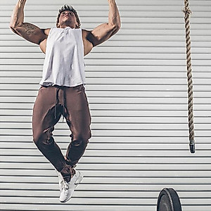 ZUEVI Men's Muscular Cut Open Sides Bodybuilding Tank Top(White-S)