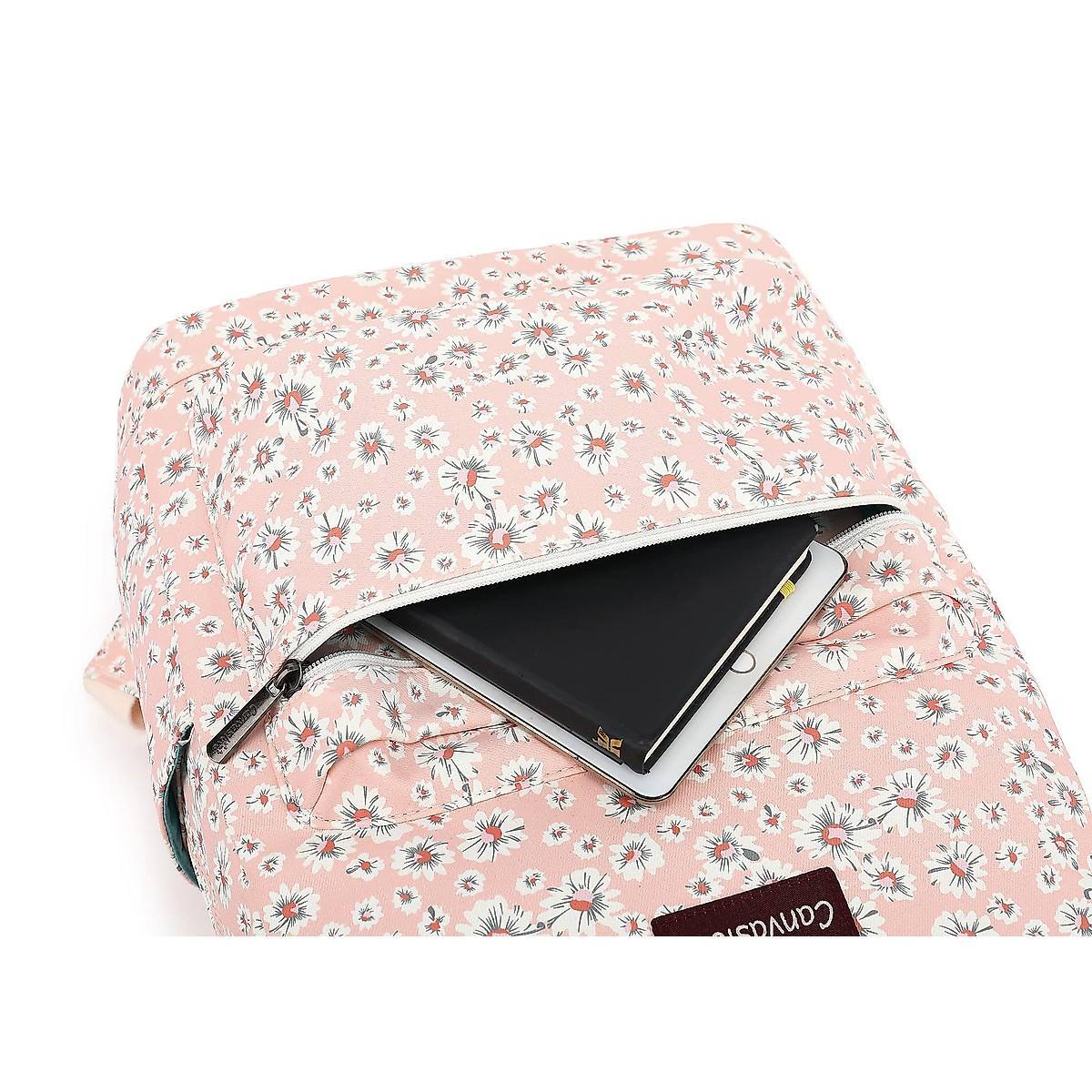 Canvaslove Pink Chrysanthemum Waterproof laptop backpack with Massage Cushion Straps and USB charging port for laptop up to 15 inch Men Women Outdoor Travel Backpack