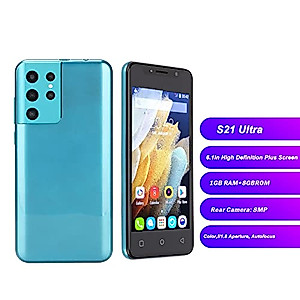 Yoidesu S21 Ultra Smartphone, 6.1in HD Screen 2G 3G Cell Phone, 1GB RAM 8GB ROM, Dual SIM, Face Unlocked, 5MP Front and 8MP Rear Camera, 2000mah Battery Mobile Phone(Green)(US Plug)