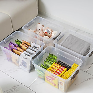 Bienvoun Plastic Storage Bins with Lids,Stackable Storage Containers for Organizing,Large Clear Storage Box 45QT 6 Packs