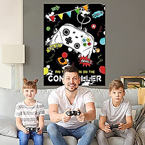 Gamer Video Game Birthday Games - Pin The Button On The Controller Party Game for Boys Kids Gaming Party Decorations Supplies 21’’ X 28’’ Poster with 24 Button Stickers Board Game on Party Favors