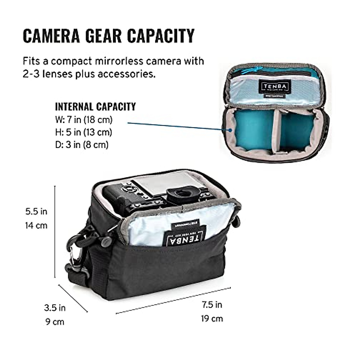 Tenba BYOB 7 Camera Insert - Turns any bag into a camera bag for DSLR and Mirrorless cameras and lenses – Black (636-626)