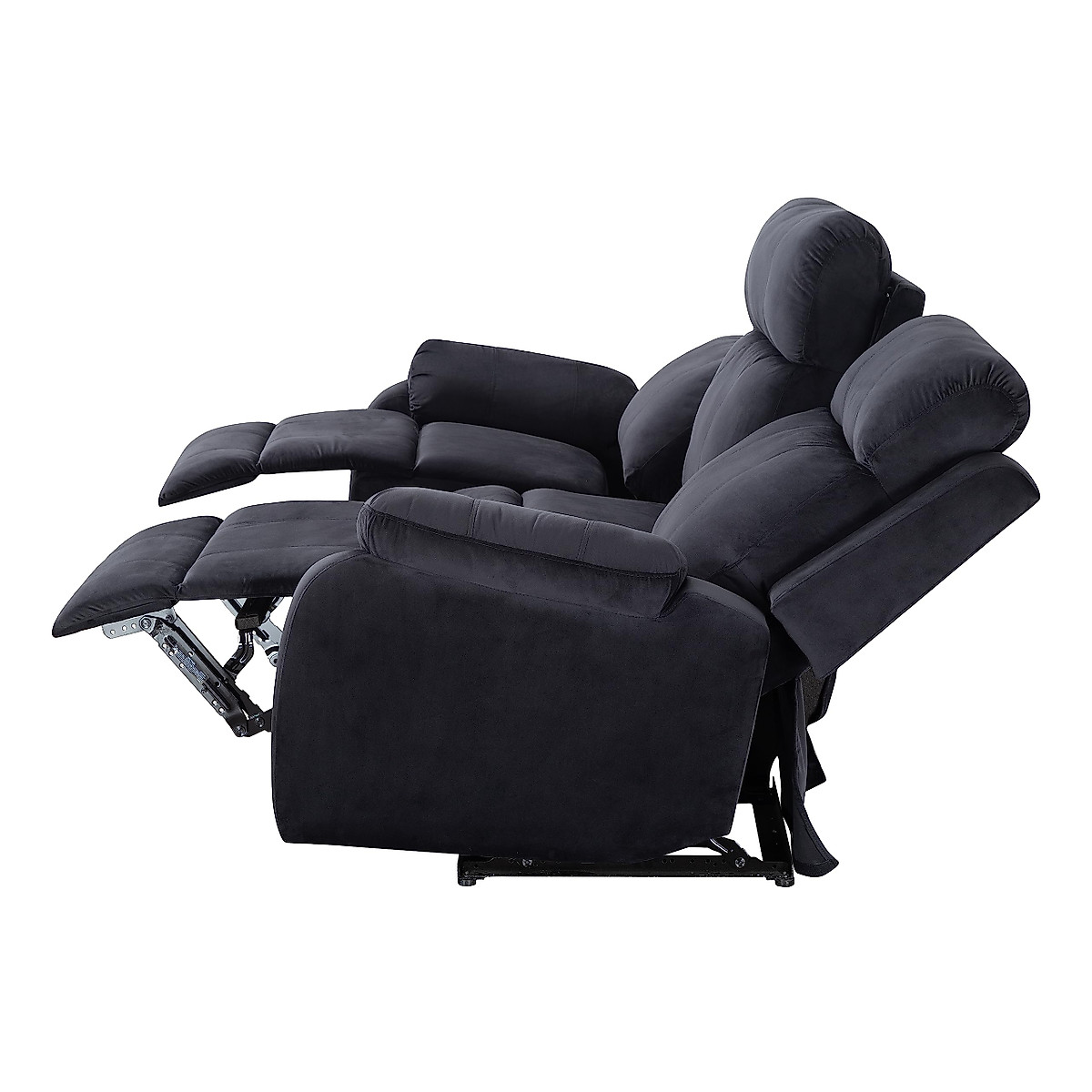 LCH 3-Seater Sectional, Leather Loveseat Lounge Chair, Set Reclining Couch Sofa for Living Room (Black)