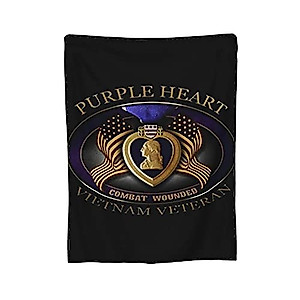 Purple Heart Vietnam Veteran Throw Blanket Flannel Fleece Boho Super Soft Cozy Warm Plush Bedding Lightweight Blankets for Couch Sofa Bed Adults Kids