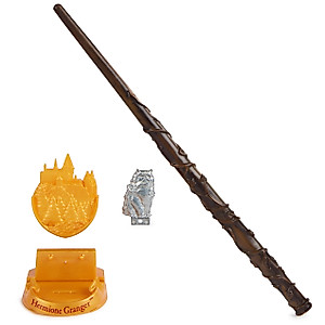 Wizarding World Harry Potter, 12-inch Magical Collector Hermione Granger Wand with Stand & Die-cast Icon, Magical Creatures Series