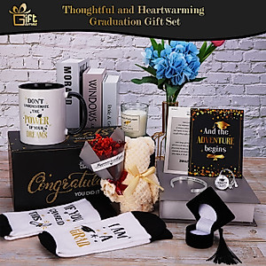 GiftAmaz 2024 Graduation Gifts Set for Her, Congrats Grad Gift Basket Set Include Coffee Mug, Keychain, Bracelet, Candle & Flower for Senior College Graduated Women Girl Congratulations Birthday Gift