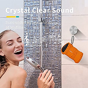 EBODA Waterproof Bluetooth Shower Speaker, Portable Wireless Outdoor Speakers with 24H Playtime, 2000mAh, IPX7 Floating for Kayak, Pool, Beach Accessories, Gifts for Men,Girls- Orange