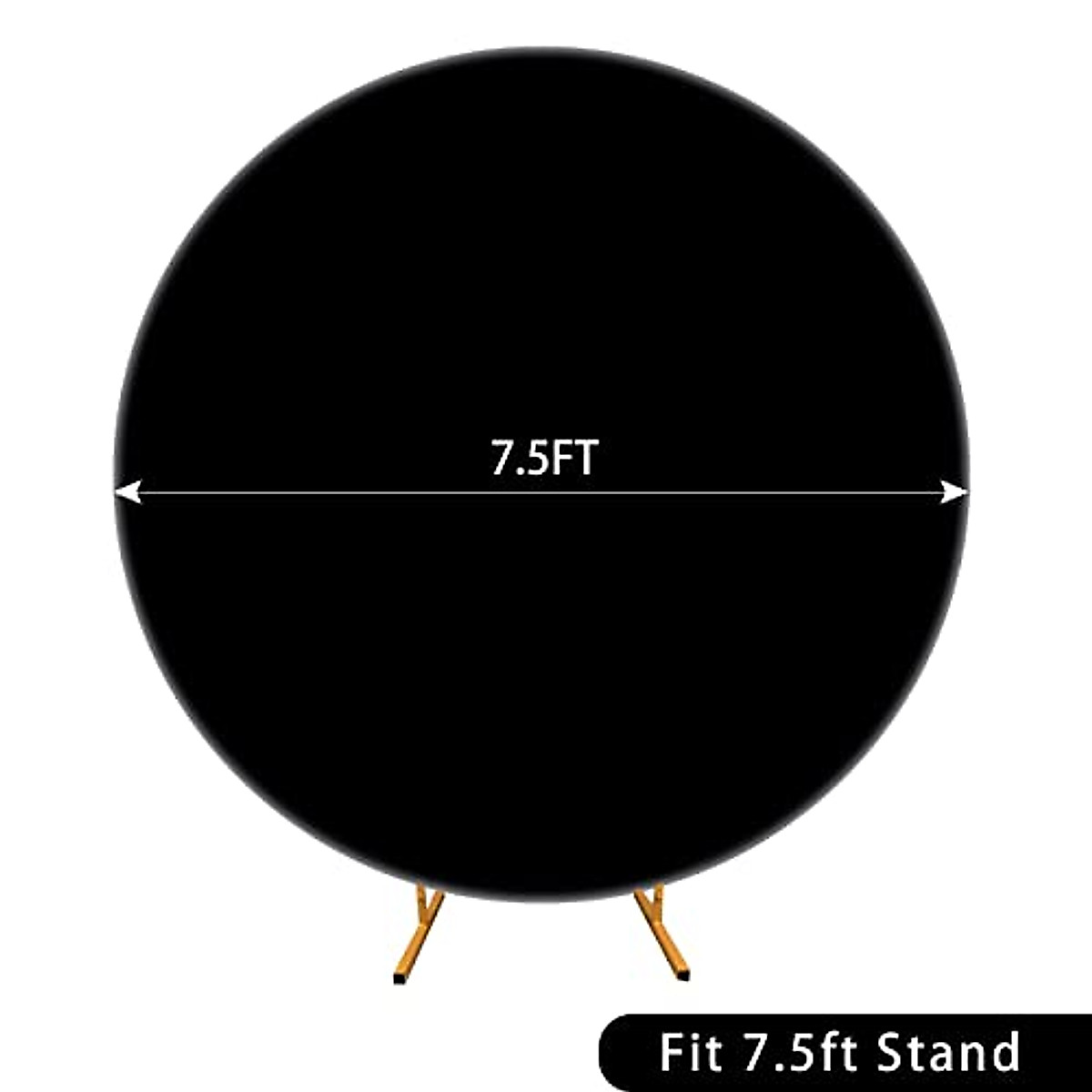 7.5ft Black Round Backdrop Cover Suitable for 7.5ft Circle Stand,Polyester Pure Black Birthday Party Wedding Photography Circle Arch Backdrop Cover